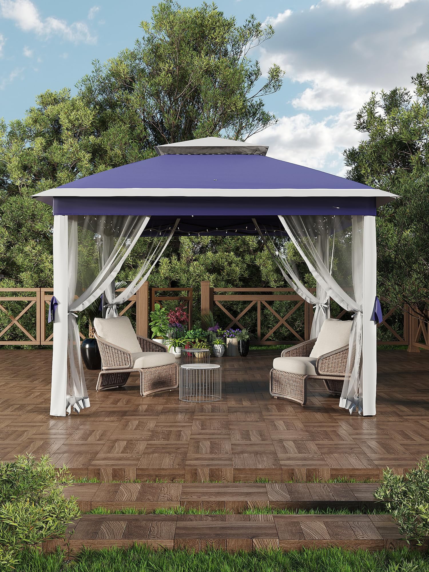 11x11 PopUp Gazebo, Outdoor Canopy Tent, Instant Screened Shelter with ...