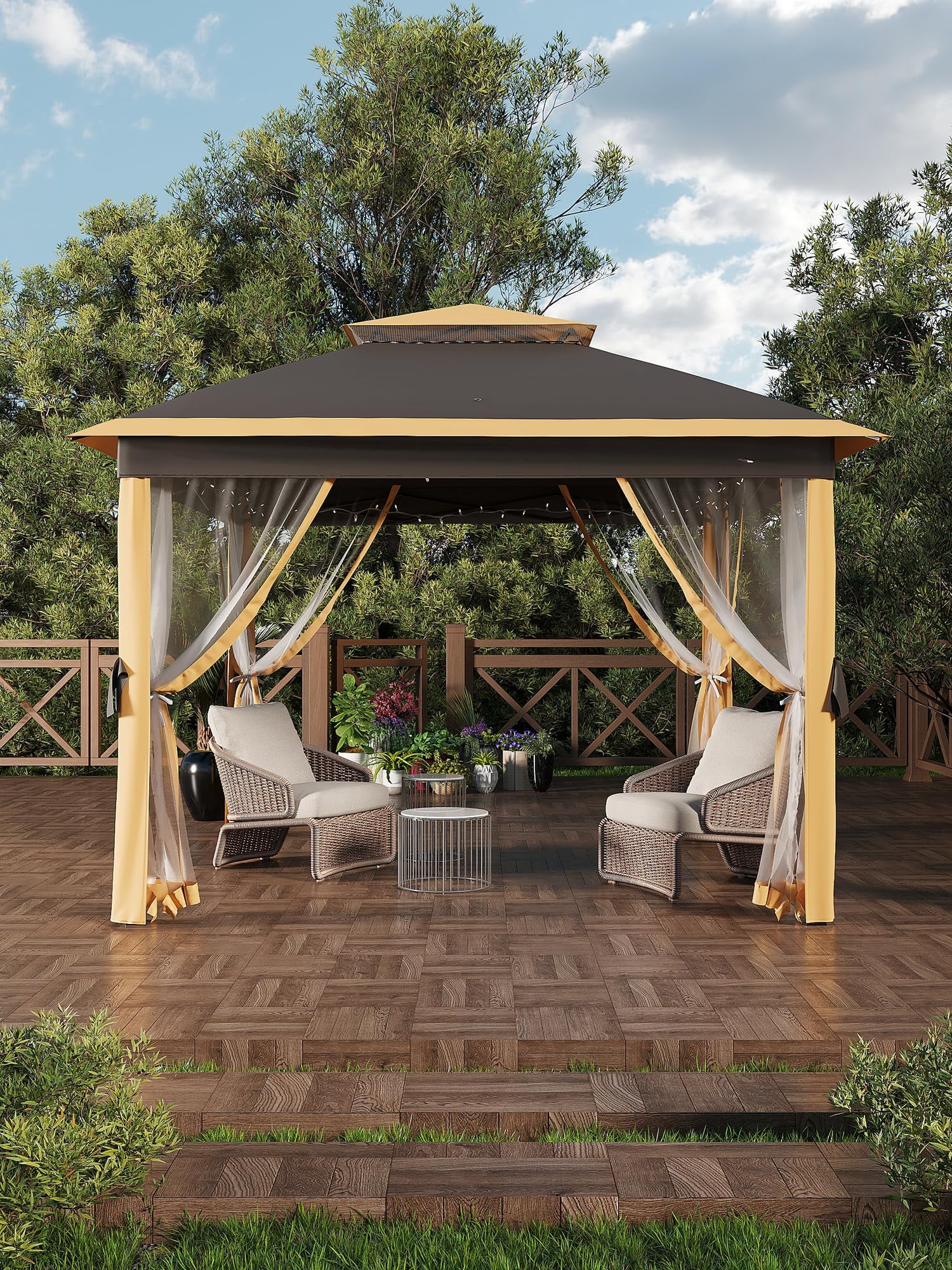 11x11 PopUp Gazebo, Outdoor Canopy Tent, Instant Screened Shelter with ...