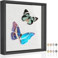 11x11 Shadow Box Frame with Soft Linen Back - Metal Push Pins Included ...