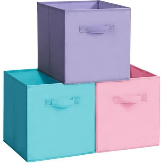 11x11 Storage Bins, Set of 3 Storage Cubes, Collapsible Cube Storage ...