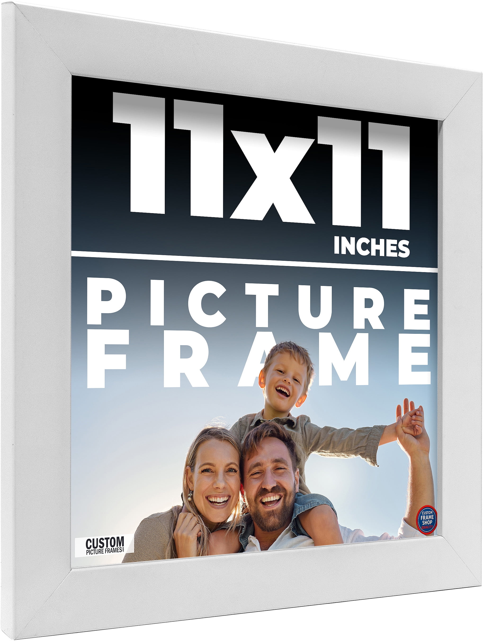 11x11 White Wood Picture Square Frame - UV Acrylic, Foam Board Backing ...
