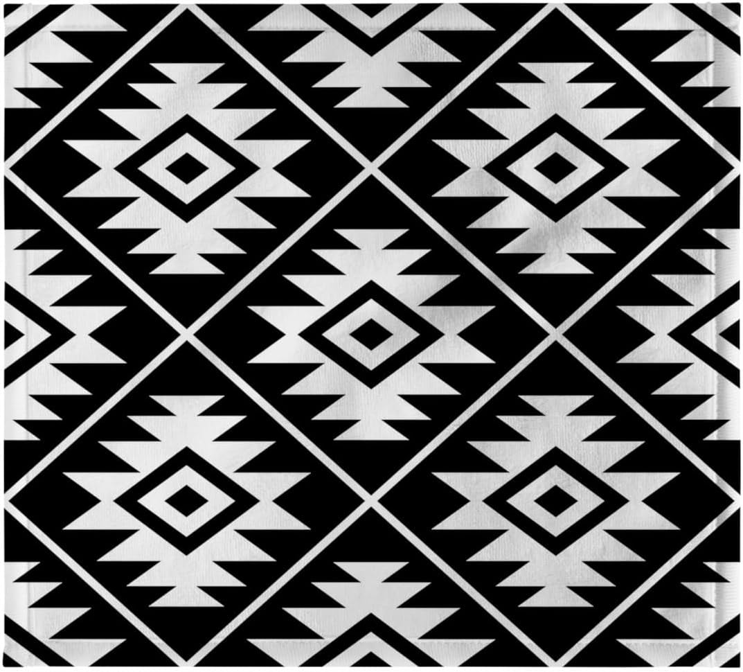 11x12 Wash Cloth for Face and Body - Aztec Symbol Pattern in White on ...