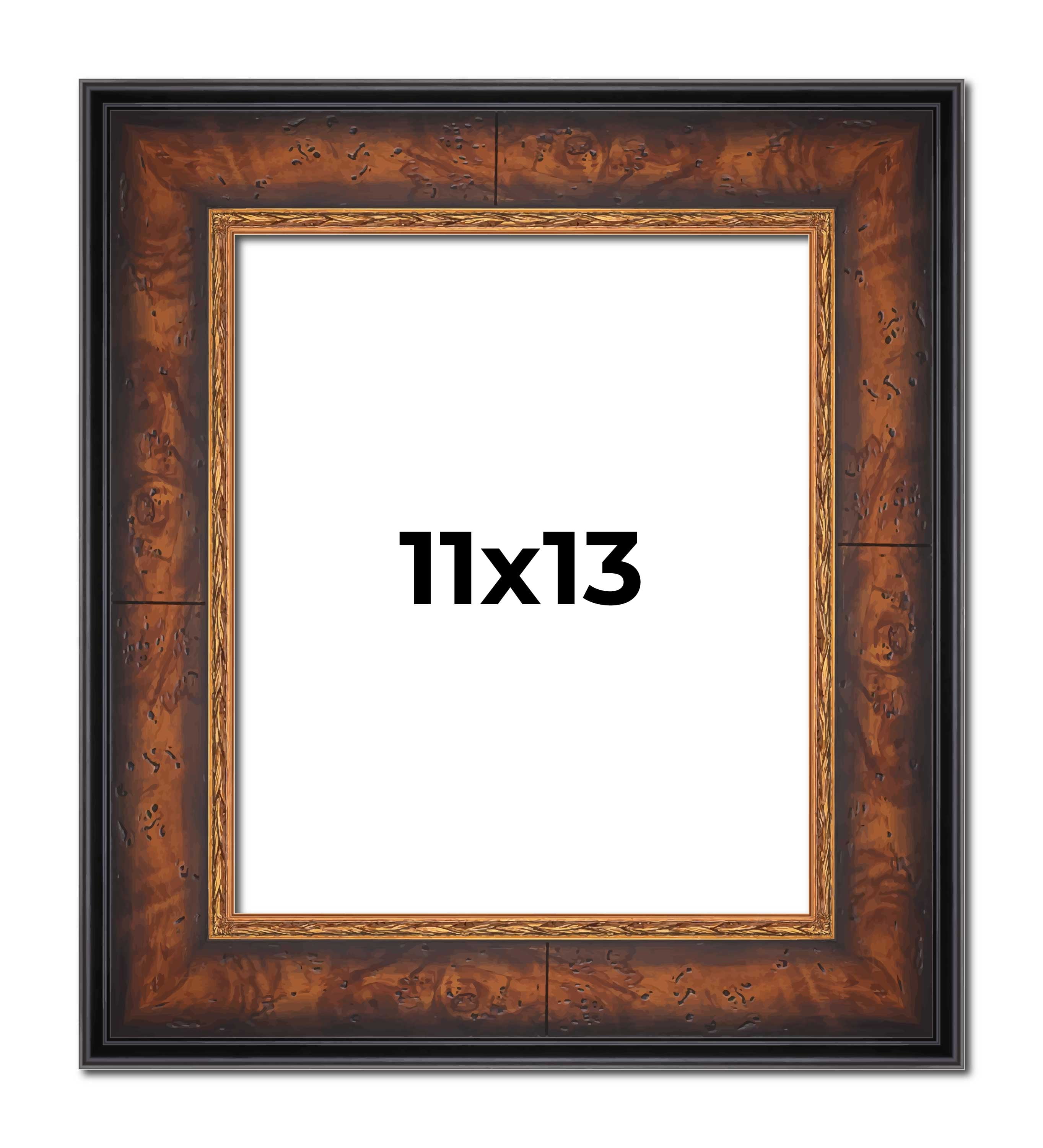 11x13 Frame Brown Walnut Gold Ornate Trim Solid Wood Plein Air Picture ...