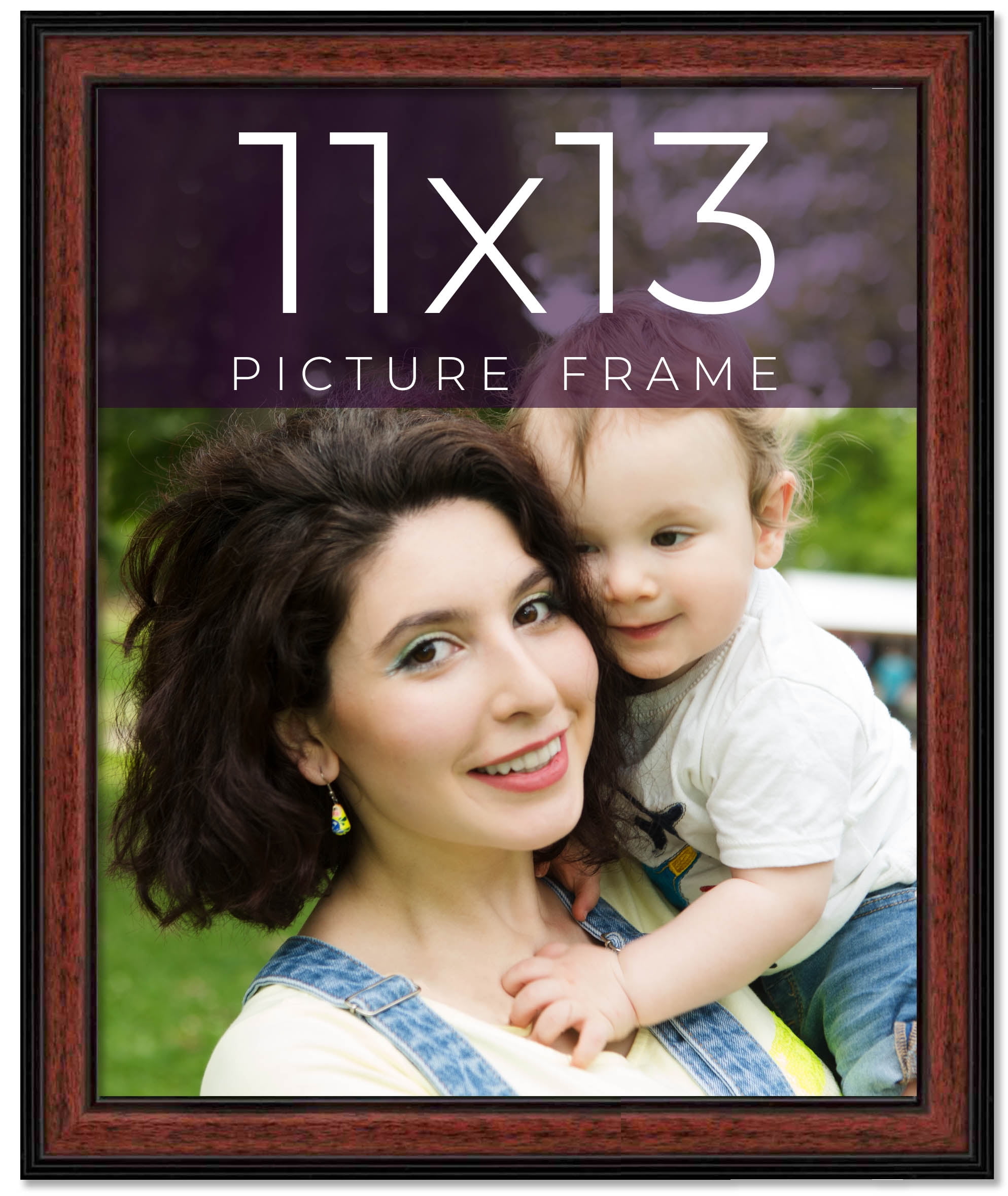11x13 Frame Executive Brown Round Mahogany Finish Solid Wood Picture ...