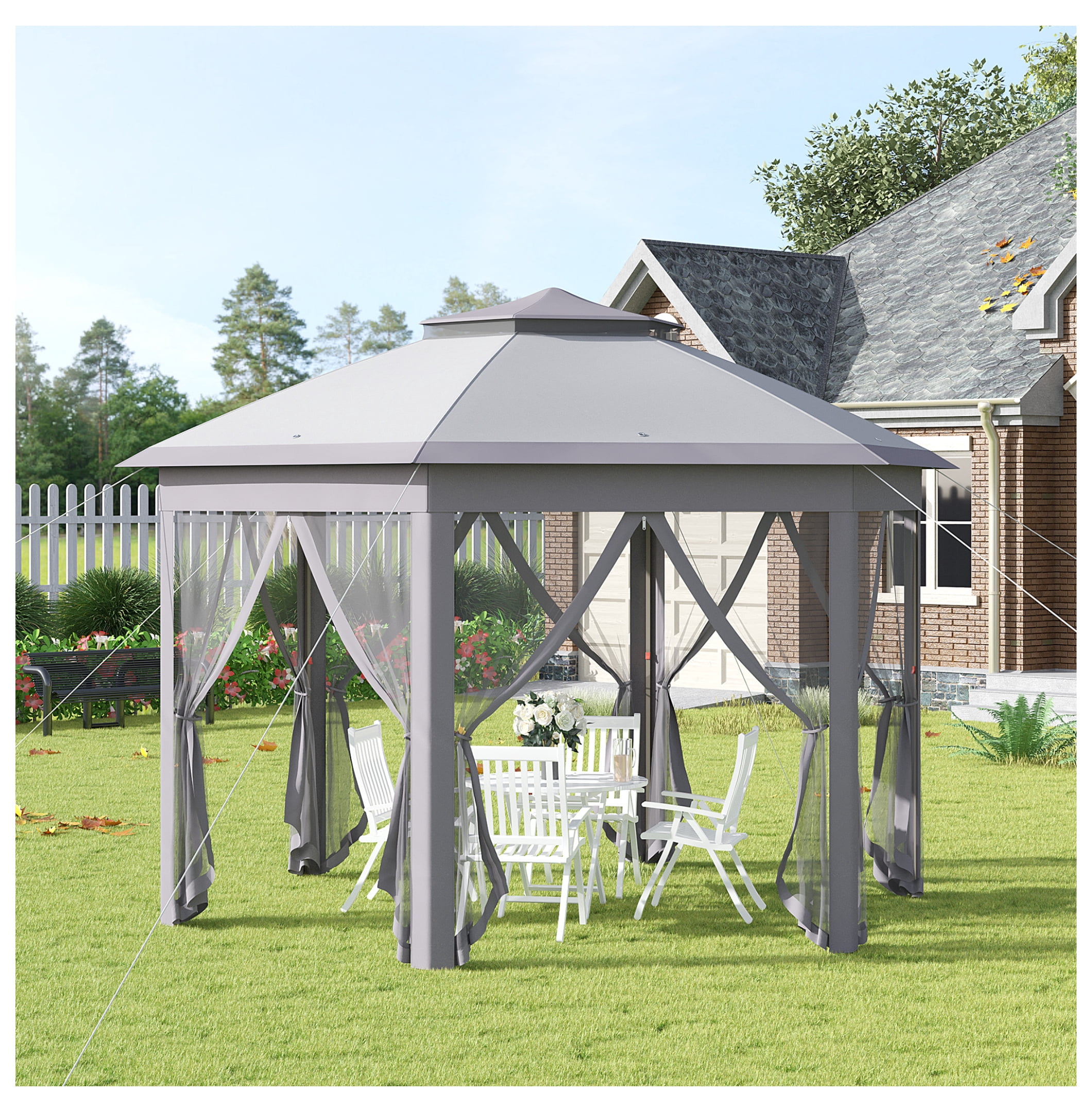 11x13 Pop Up Gazebo Canopy Tent with Mesh Sidewalls, Portable Event ...