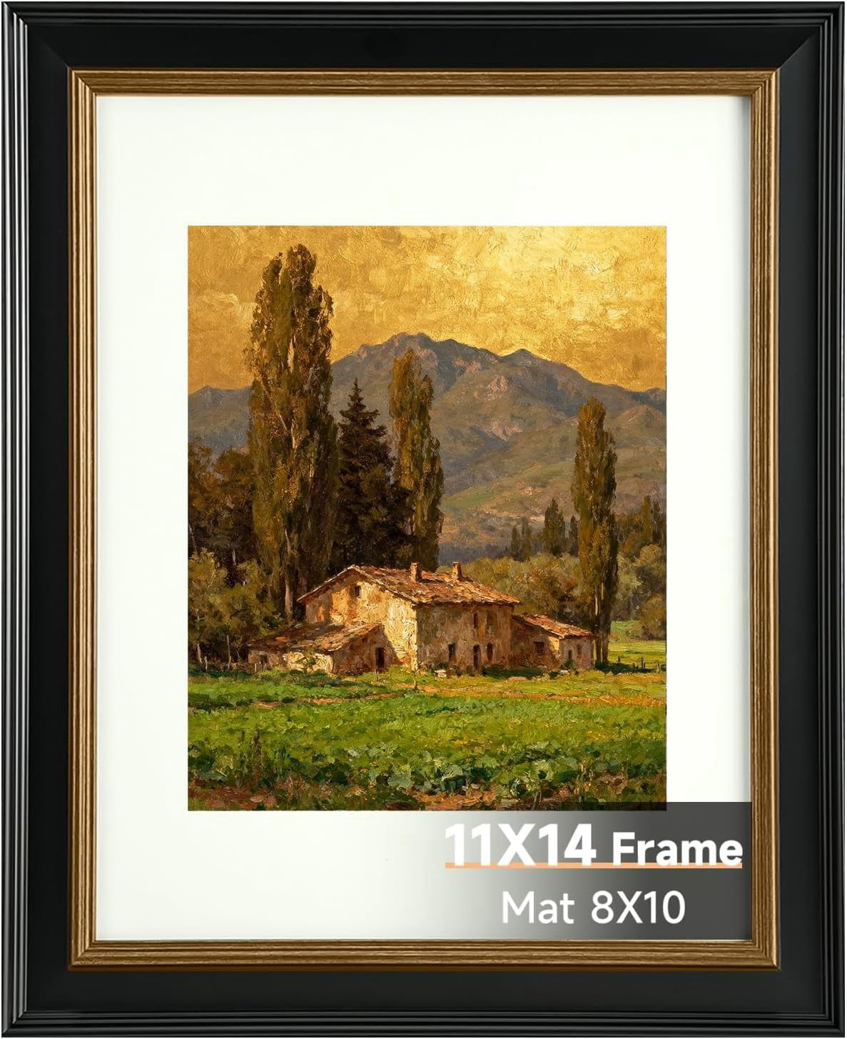 11x14 Black Picture Frame, 11 x 14 Vintage Photo Frame with Real Glass ...