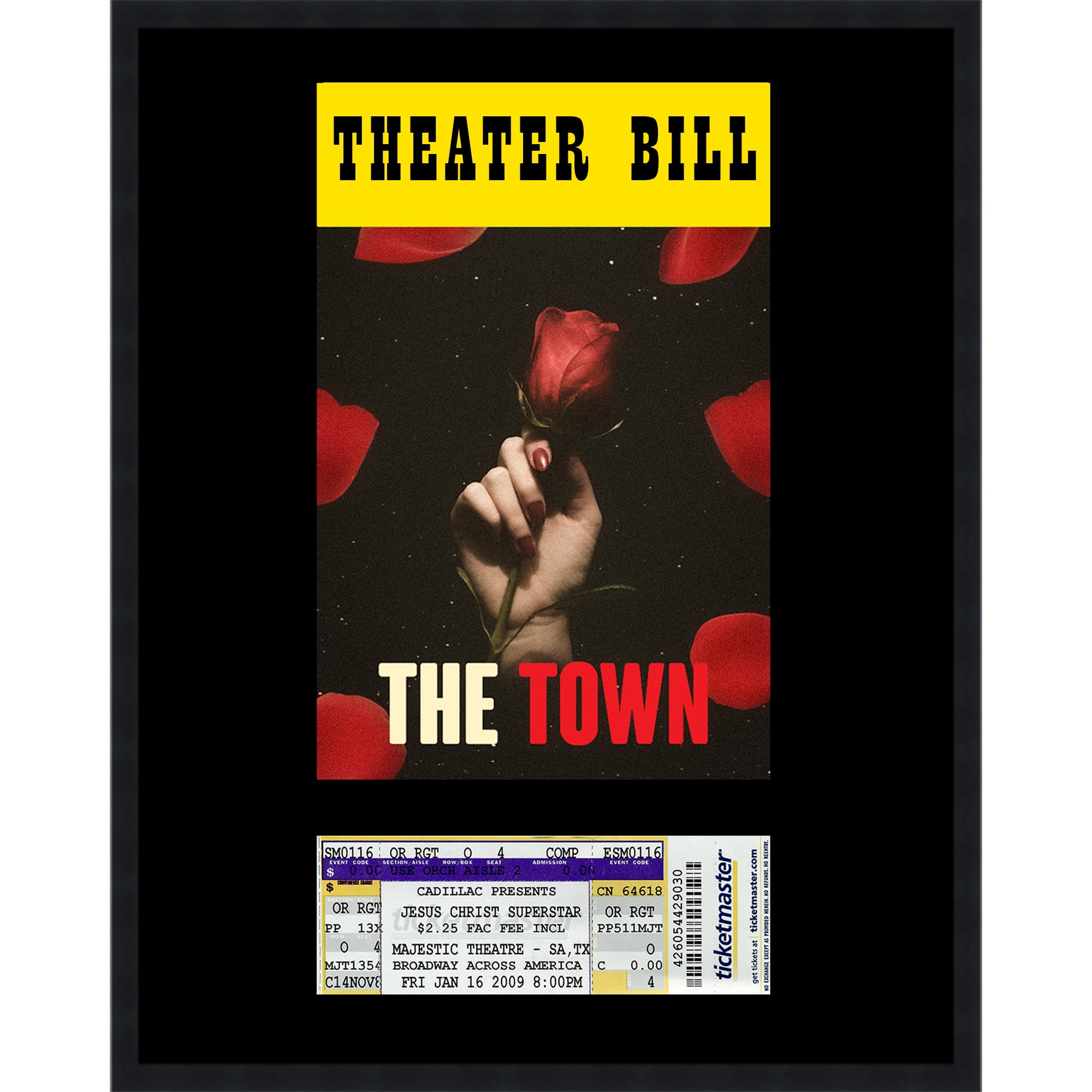 11x14 Black Playbill Frame with Black Mat with 2 Openings to Display 1 ...