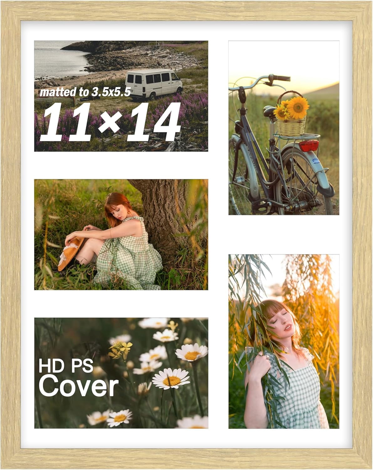 11x14 Collage Frame, Displays 5 Photos in 4x6 Size, Wooden Multi-Photo ...