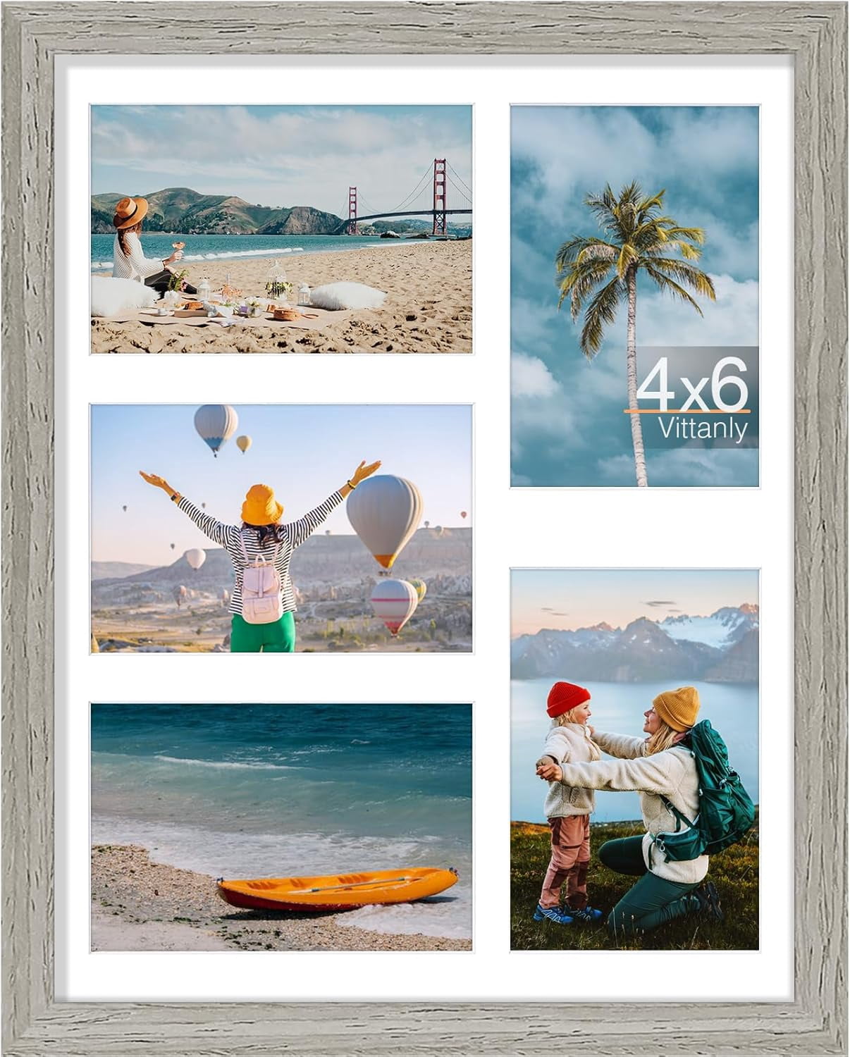 11x14 Collage Picture Frame, Displays 5Pcs 4x6 Pictures with Mat, 4x6 ...