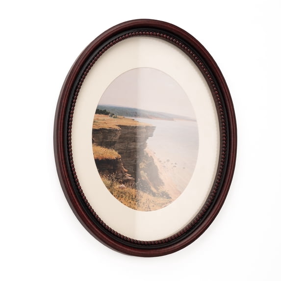 11x14 Decorative Oval Picture Frame, Rubbed Black Cherry Border and ...