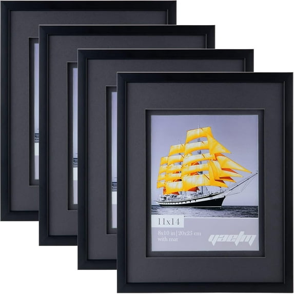 11x14 Double Floating Mat Picture Frame Set of 4, Display Picture 8x10 ...