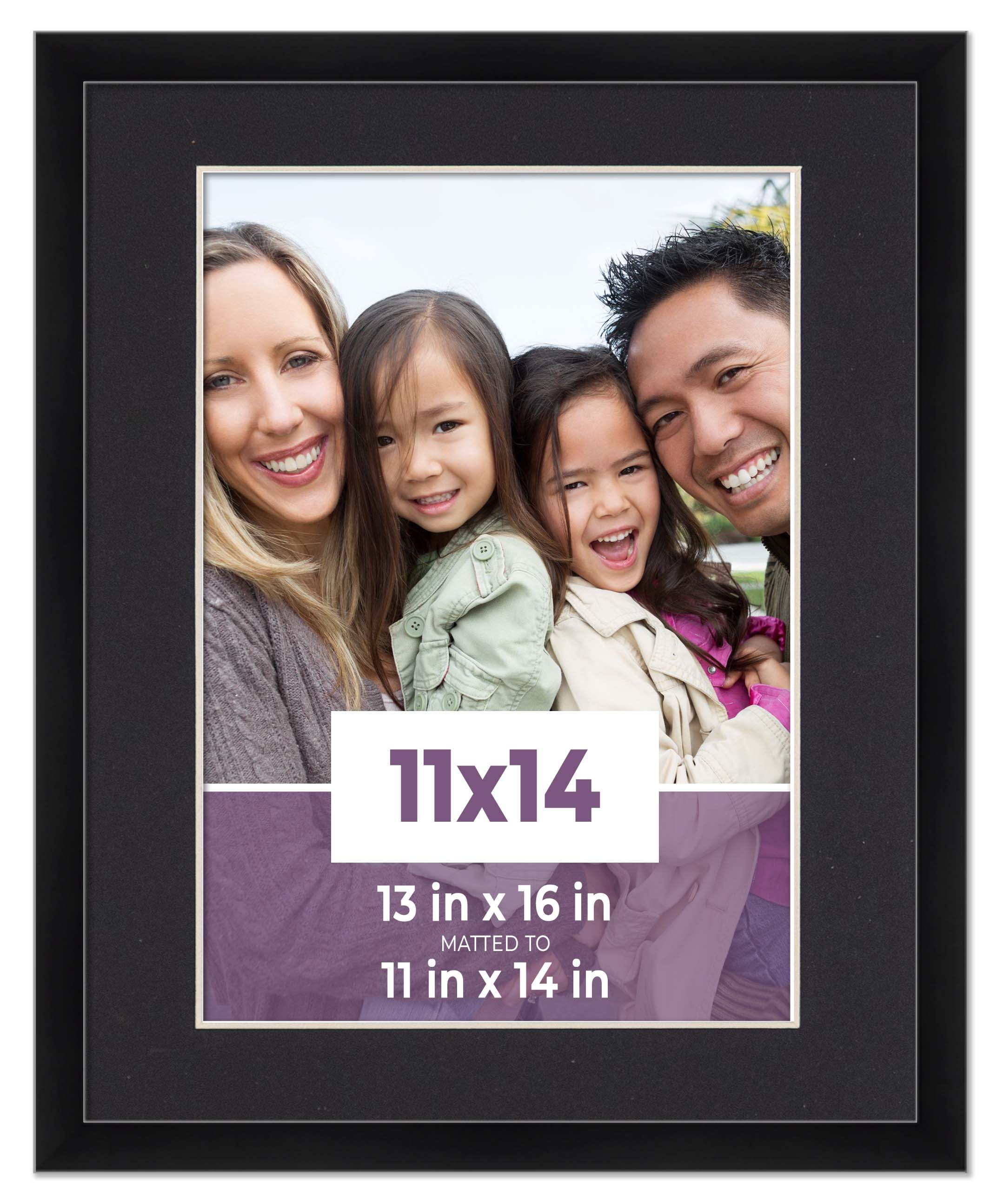 11x14 Frame Black With Black Picture Mat For 11x14 Photo - Black 13x16 ...