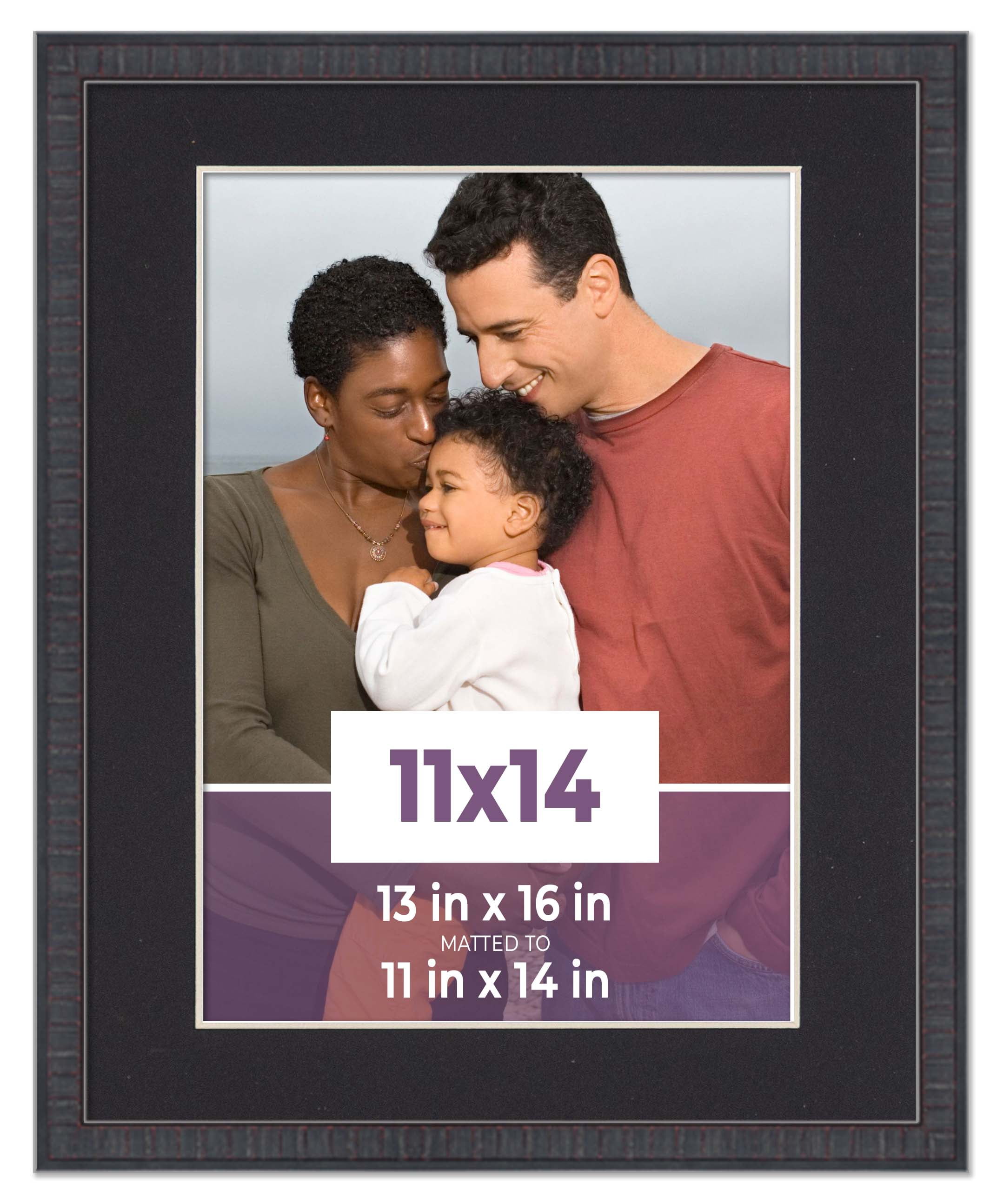 11x14 Frame Mahogany With Black Picture Mat For 11x14 Photo - Mahogany ...