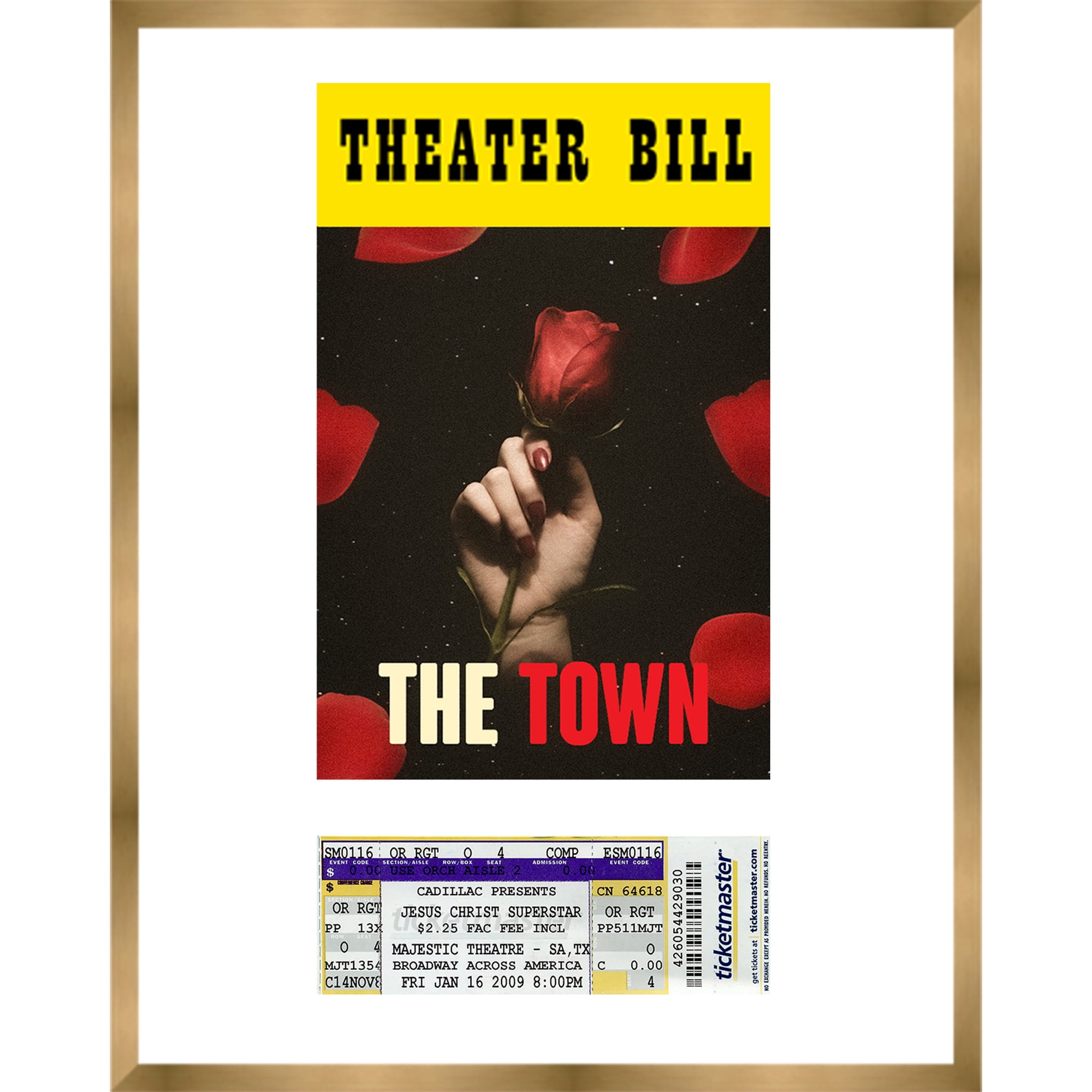 11x14 Gold Playbill Frame with White Mat with 2 Openings to Display 1 ...