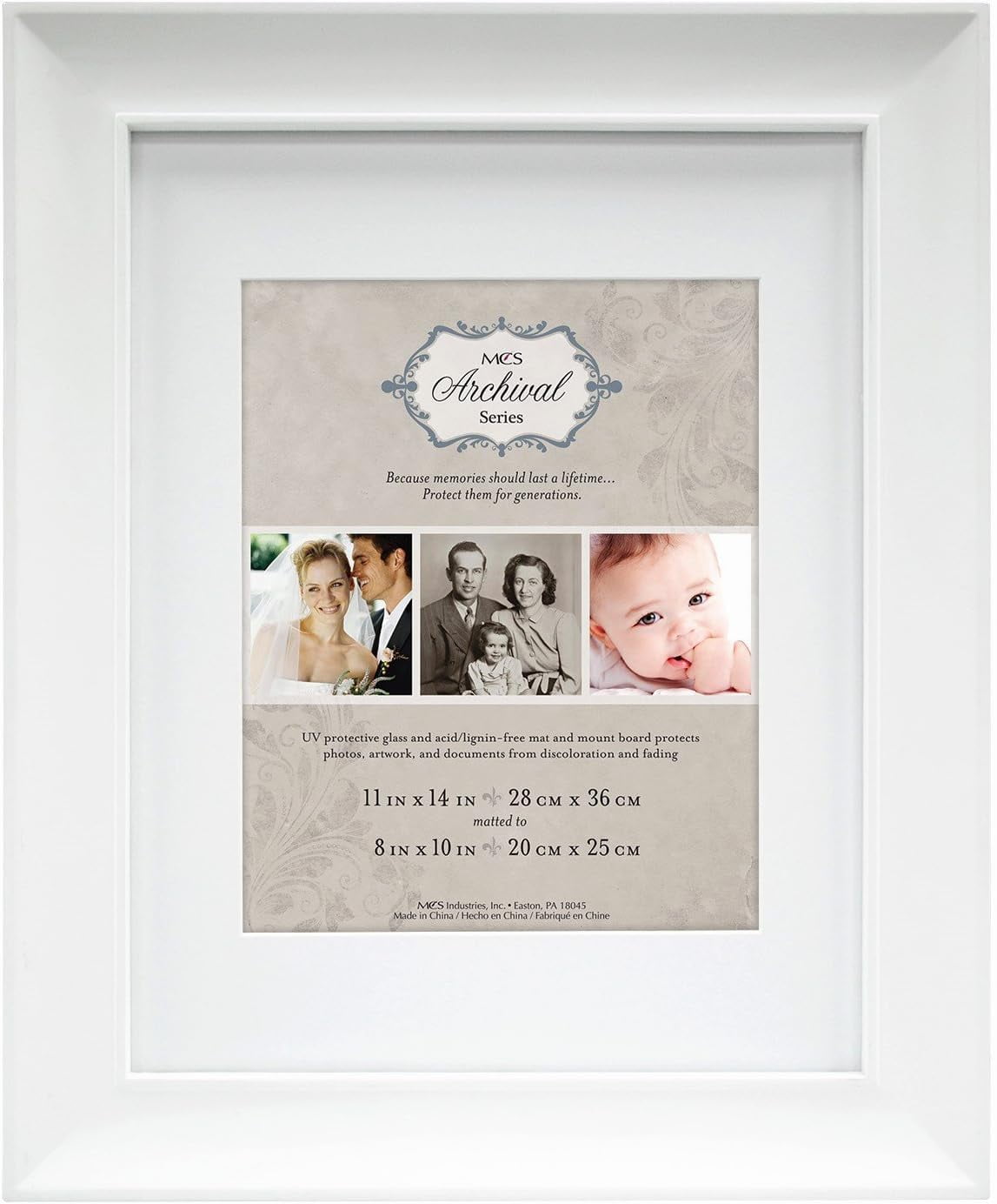11x14 Inch Archival Frame with 8x10 Inch Mat Opening, White (47616 ...