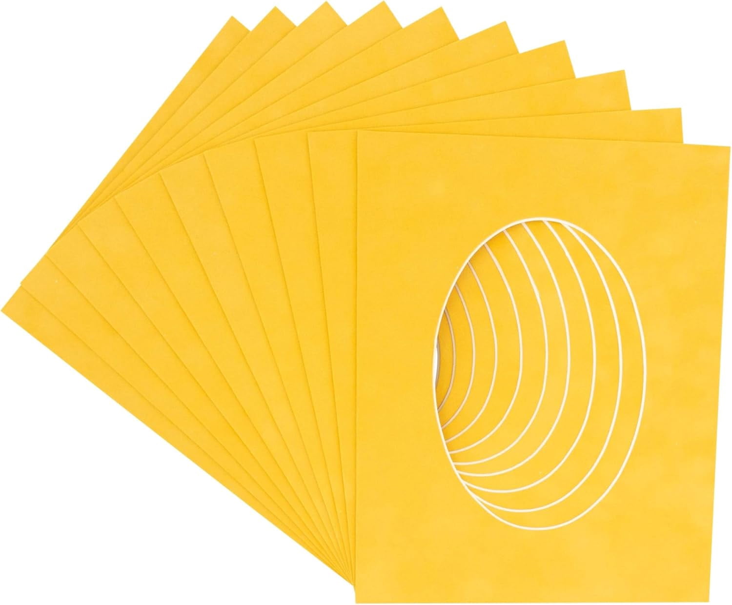 11x14 Mat Bevel Cut for 8x10 Photos - Precut Bright Yellow Oval Shaped ...