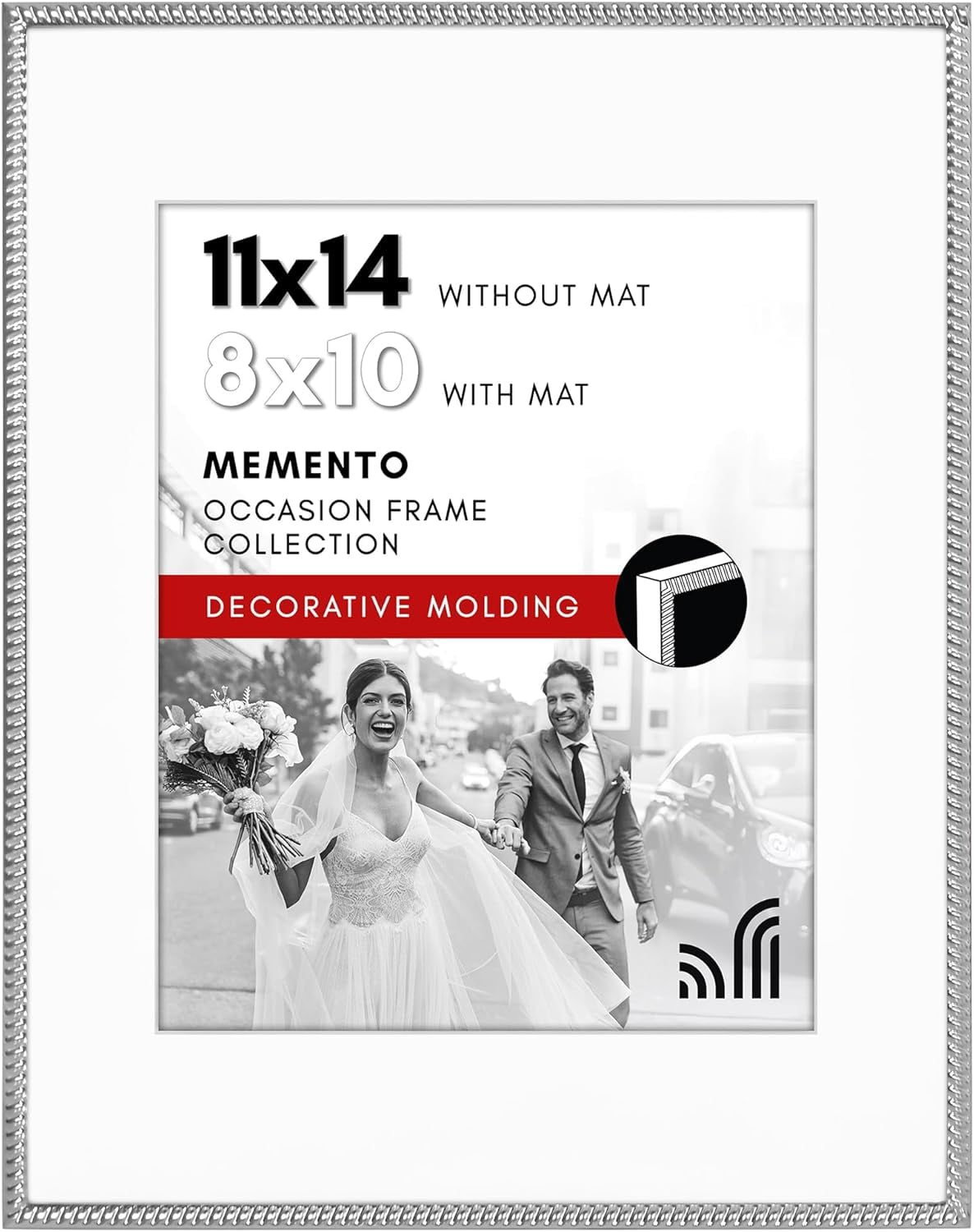11x14 Metal Picture Frame With Rope-Style Detailing and Shatter ...