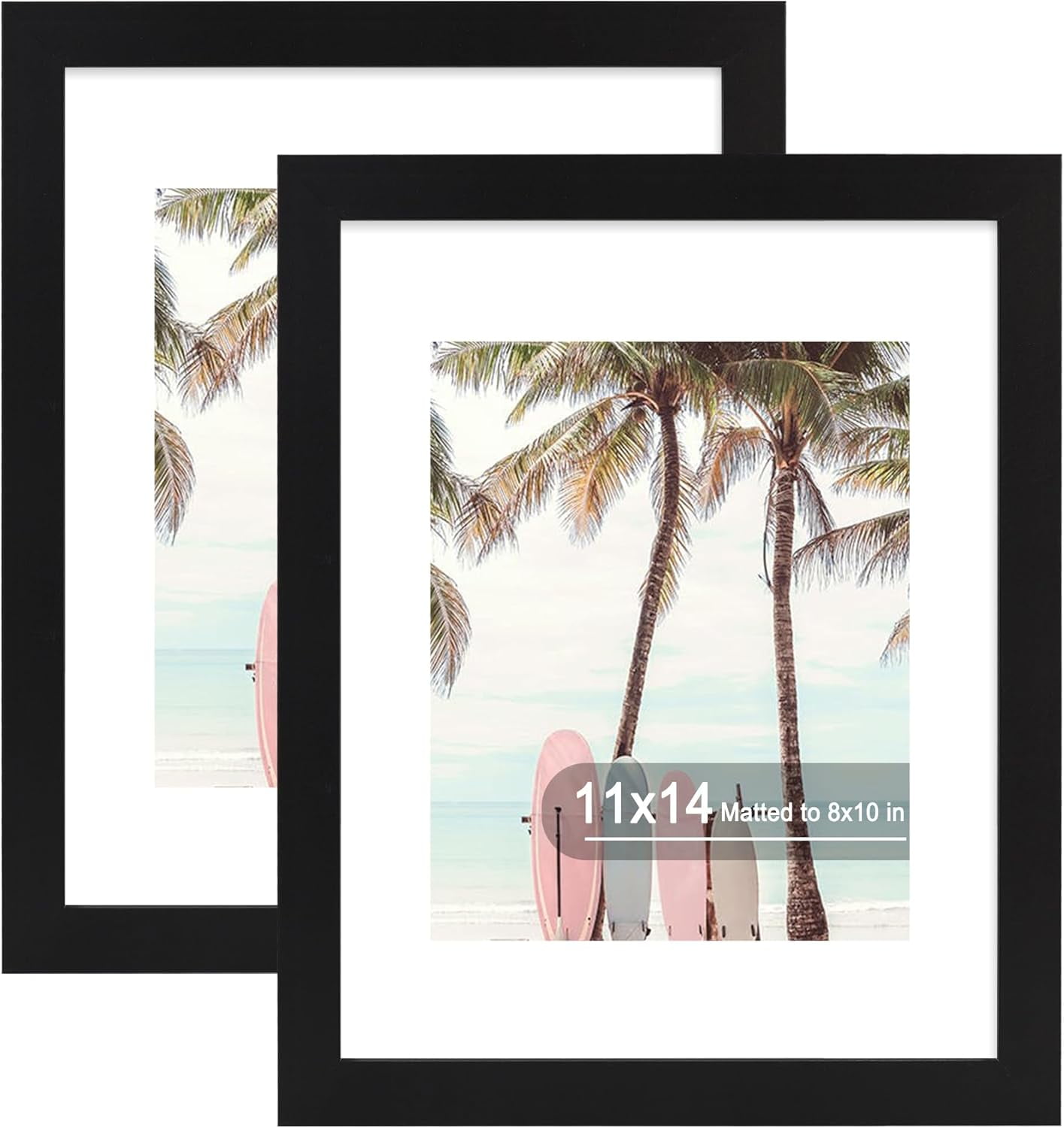 11x14 Picture Frame (2 Pack, Black), Display Pictures 8x10 with Mat or ...