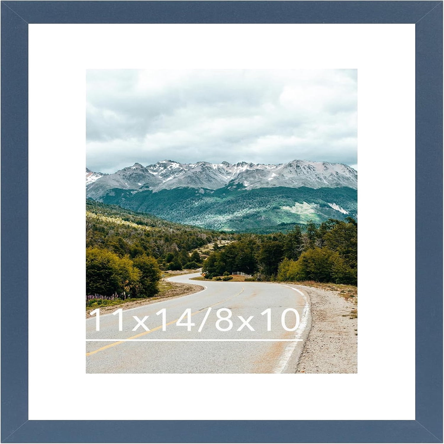 11x14 Picture Frame with 8x10 Mat Navy Blue, Display 8x10 with Mat or ...