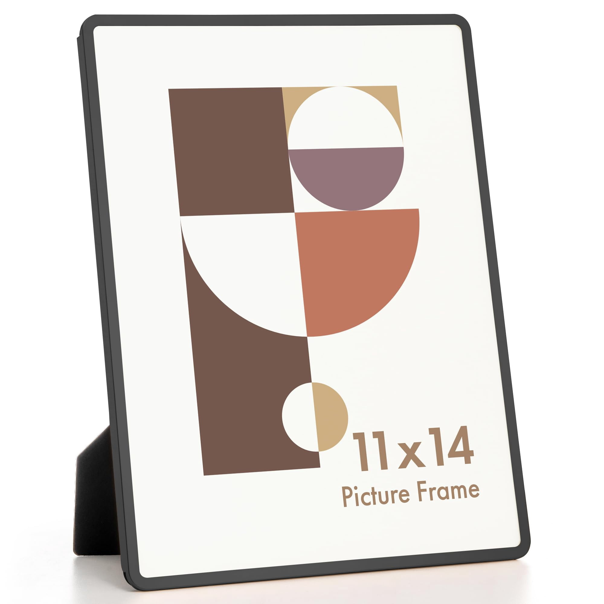 11x14 Picture Frame, Black Metal Rounded Corner, Tempered Glass ...