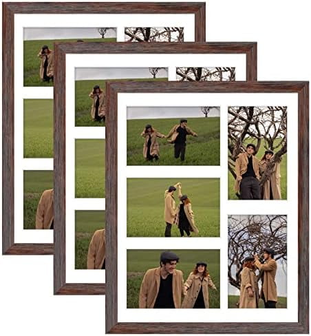 , 11x14 Picture Frame - Collage Multiple Photos, Distressed Brown Solid ...