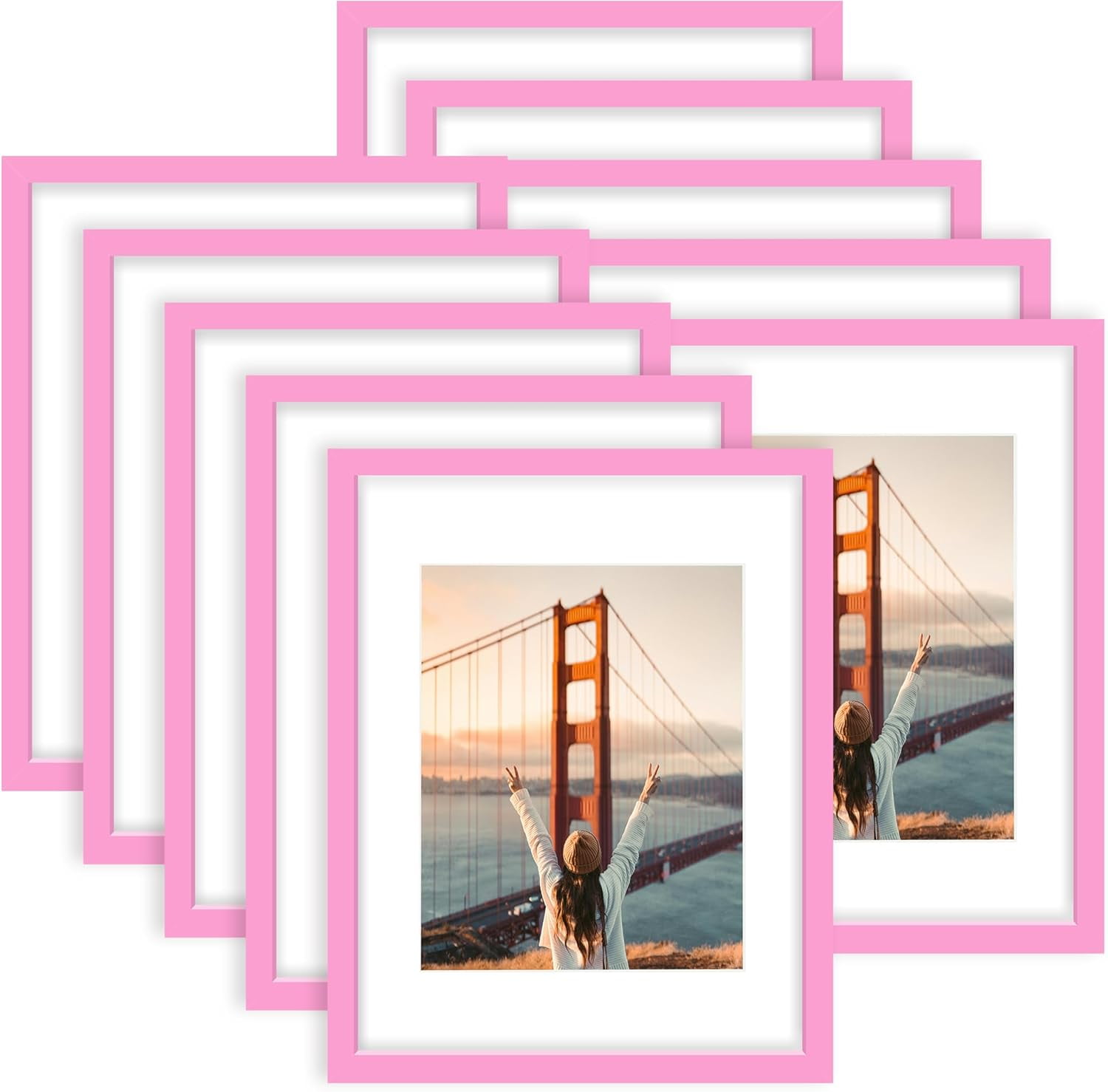 11x14 Picture Frame Sef of 10, Display Pictures 8x10 with Mat or 11 x 14 Without Mat, Photo ...