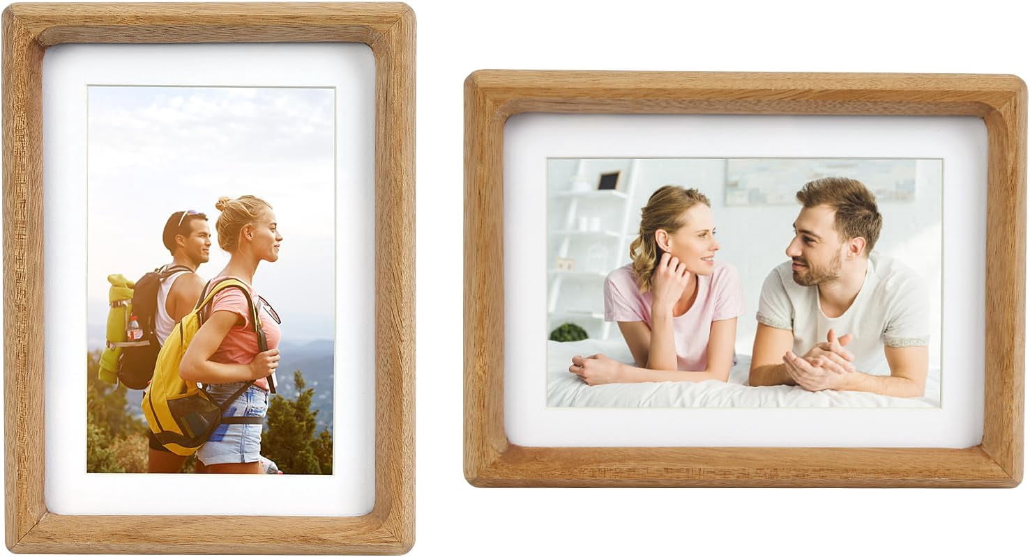 11x14 Picture Frame Set of 2 Light Wood Color Photo Frames Display ...