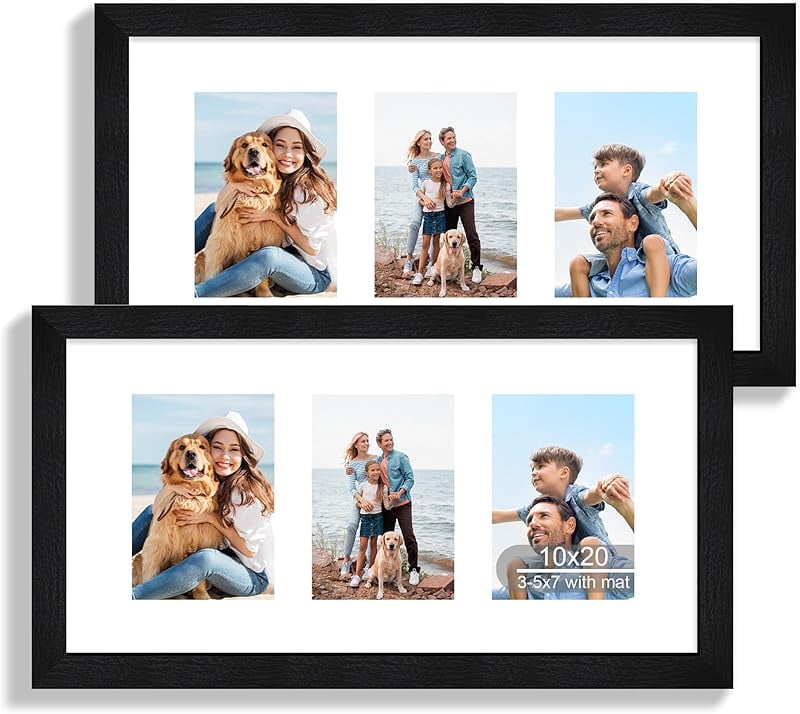 11x14 Picture Frame Set of 2, Rustic Brown Wood Frame with Real Glass ...