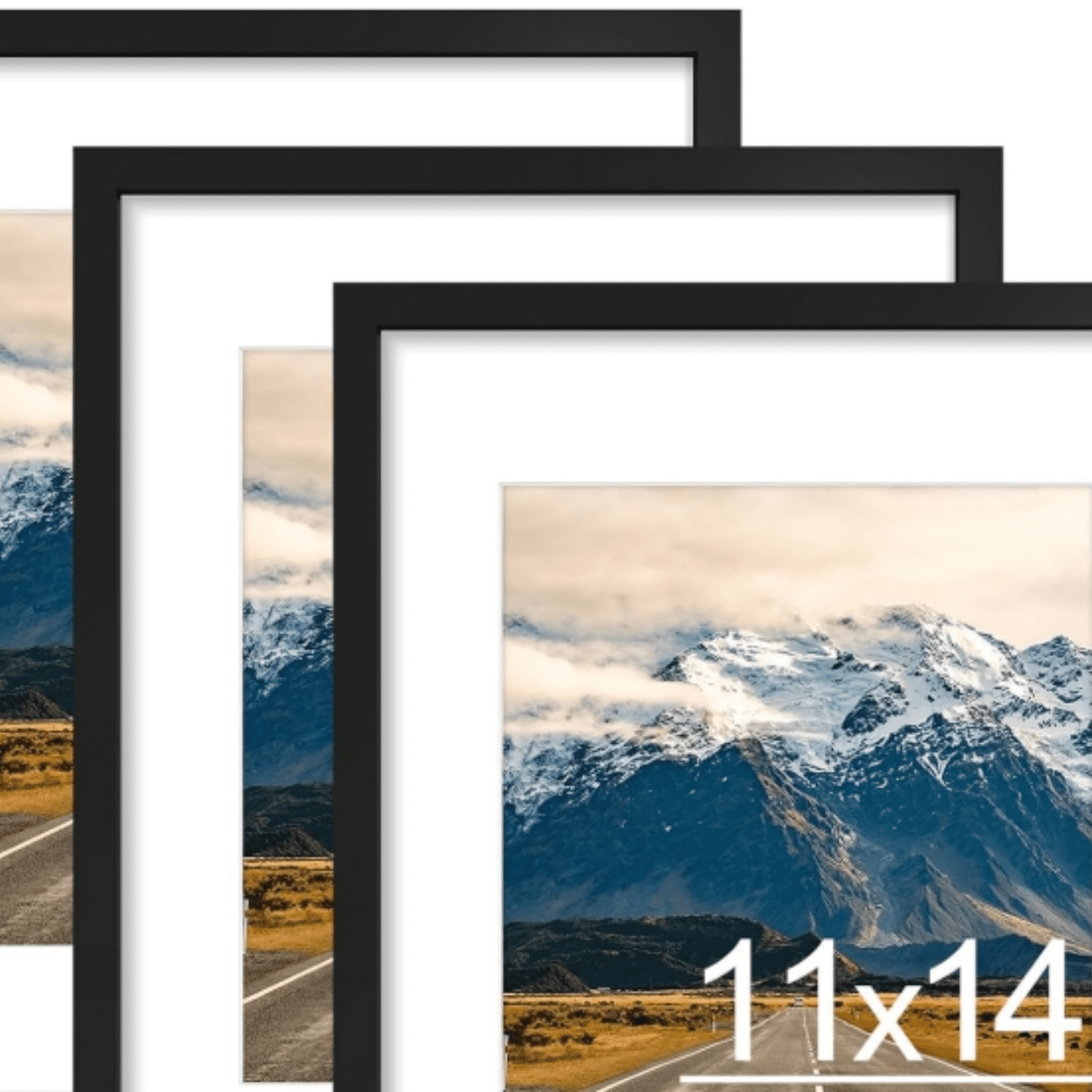 11x14 Picture Frame Set of 3, Display Photo 8x10 with Mat or 11x14 ...