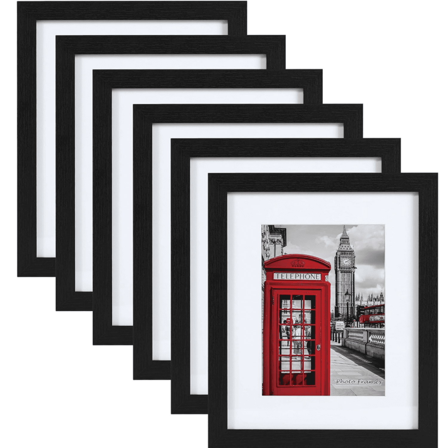 11x14 Picture Frame Set of 6, Display Pictures 8x10 with Mat or 11x14 ...
