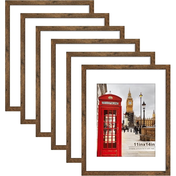 11x14 Picture Frame Set of 6, Display Pictures 8x10 with Mat or 11x14 ...