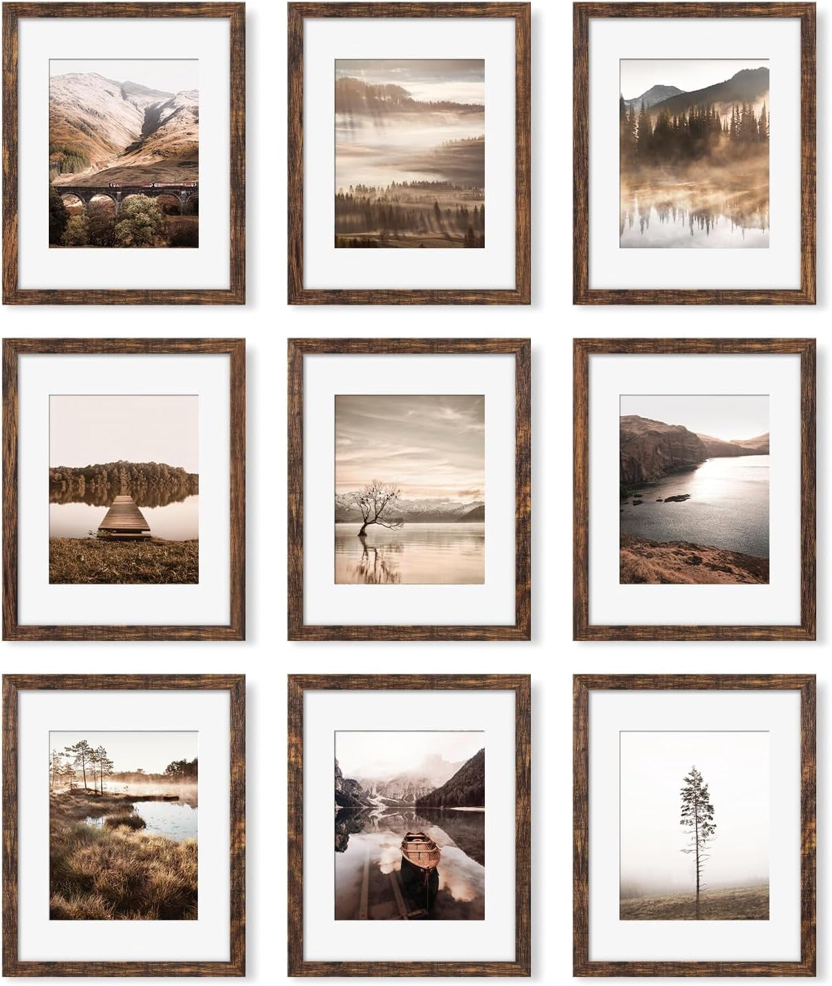 11x14 Picture Frame Set of 9, Photo Gallery Wall Frame Set, Display ...
