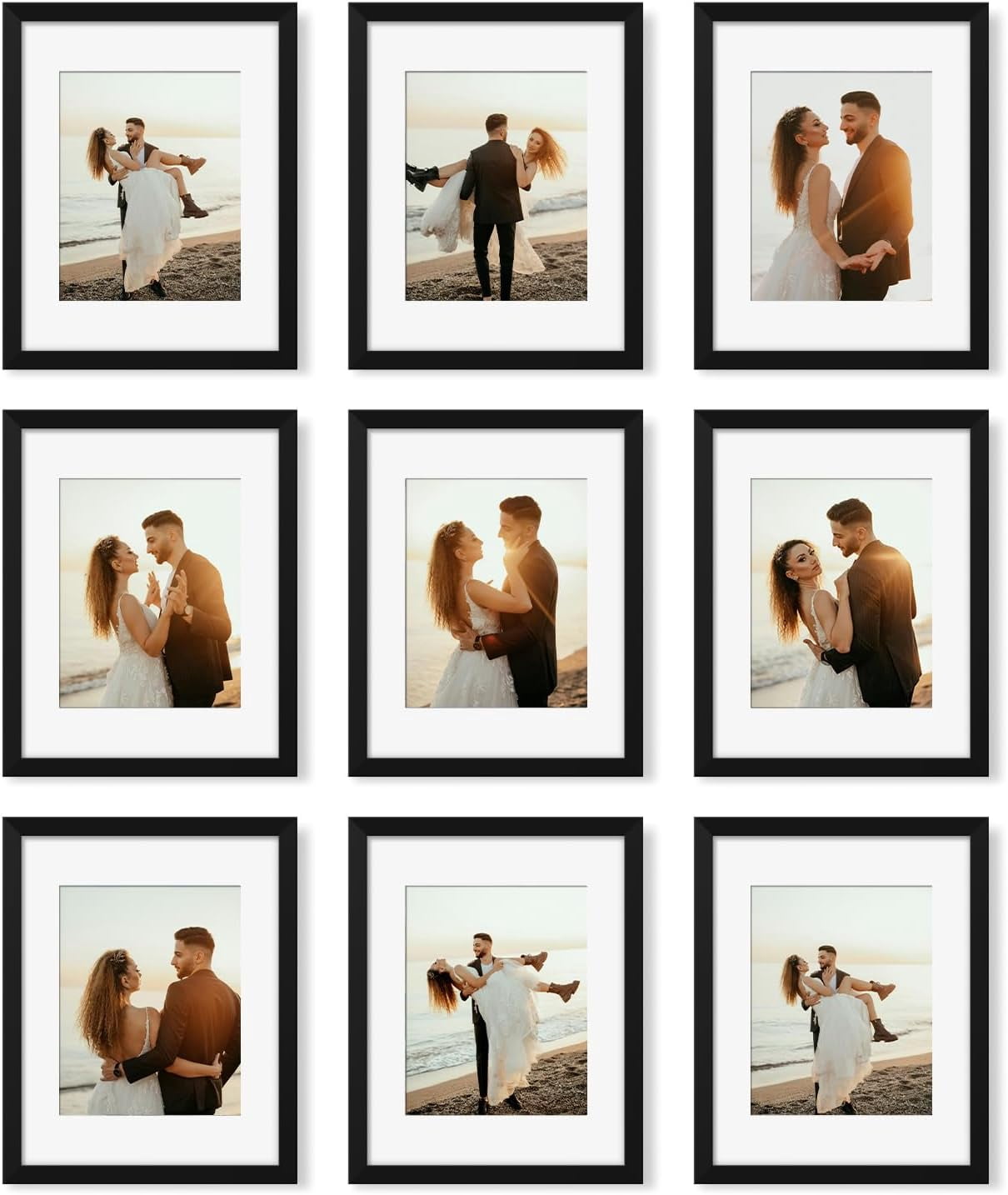 11x14 Picture Frame Set of 9, Photo Gallery Wall Frame Set, Display ...