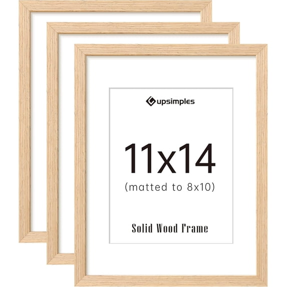 11x14 Picture Frame Set of 3, Natural Solid Wooden Picture Frames ...