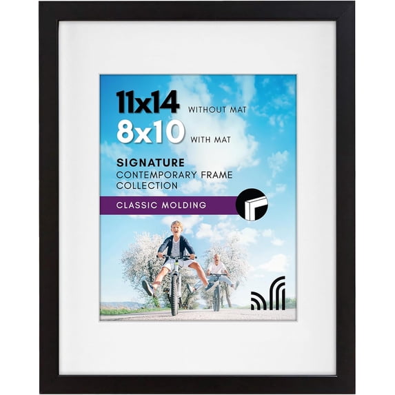 11x14 Picture Frame with Shatter-Resistant Glass - Use as 8x10 Frame ...