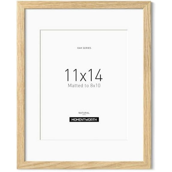 11x14 Picture Frame with Mat for 8x10, Solid Oak Wood 11x14 Frame with ...