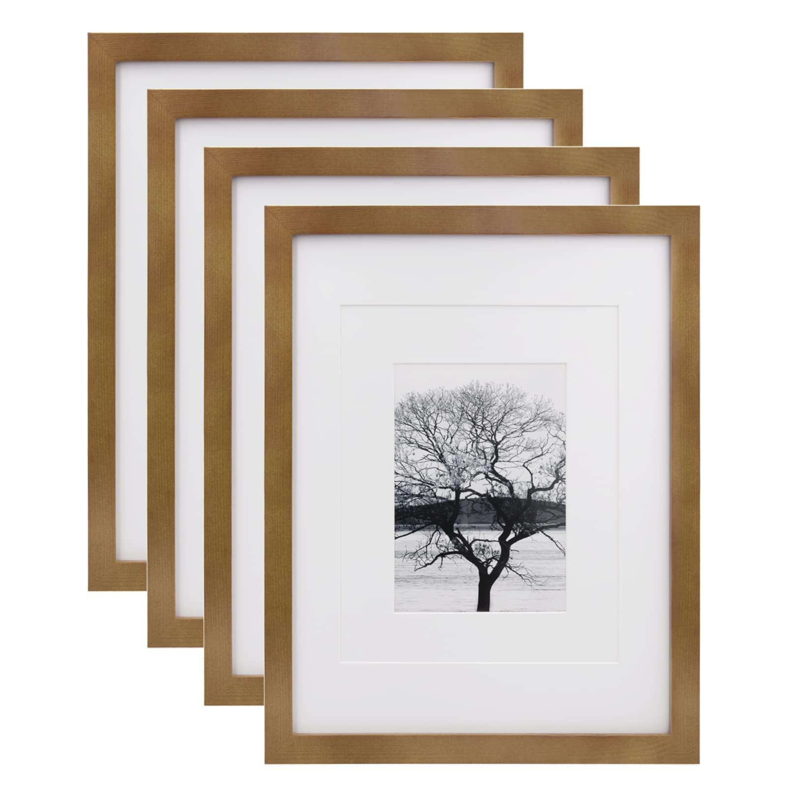 11x14 Picture Frames 4 Pack Set, Solid Wood Tabletop or Wall Mount ...