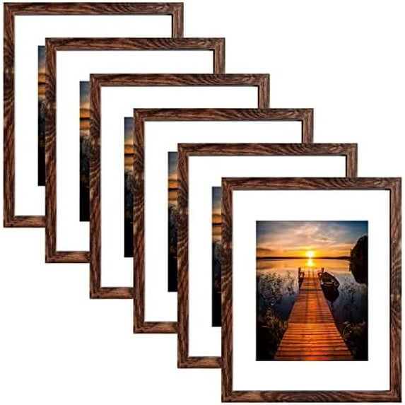 11x14 Picture Frames Rustic Brown Display Pictures 8x10 With mat or ...