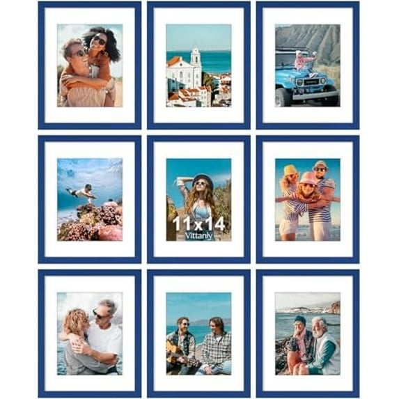 11x14 Picture Frames Set of 9, Shatter Resistant Plexiglass, Display ...