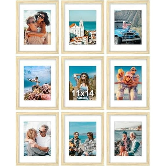 11x14 Picture Frames Set of 9, Shatter Resistant Plexiglass, Display ...