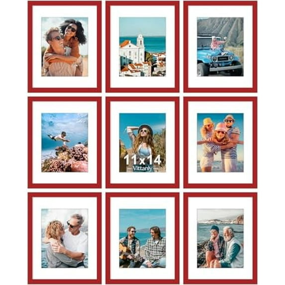11x14 Picture Frames Set of 9, Shatter Resistant Plexiglass, Display ...