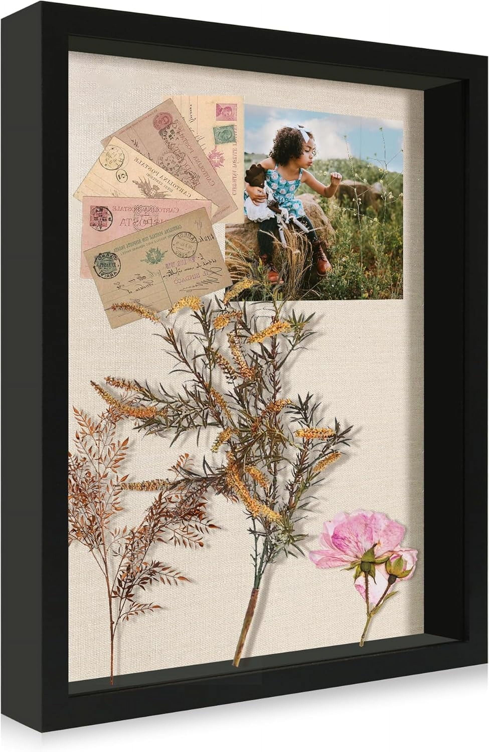 11x14 Shadow Box Display Case with Tempered Glass, Black Wooden Large ...