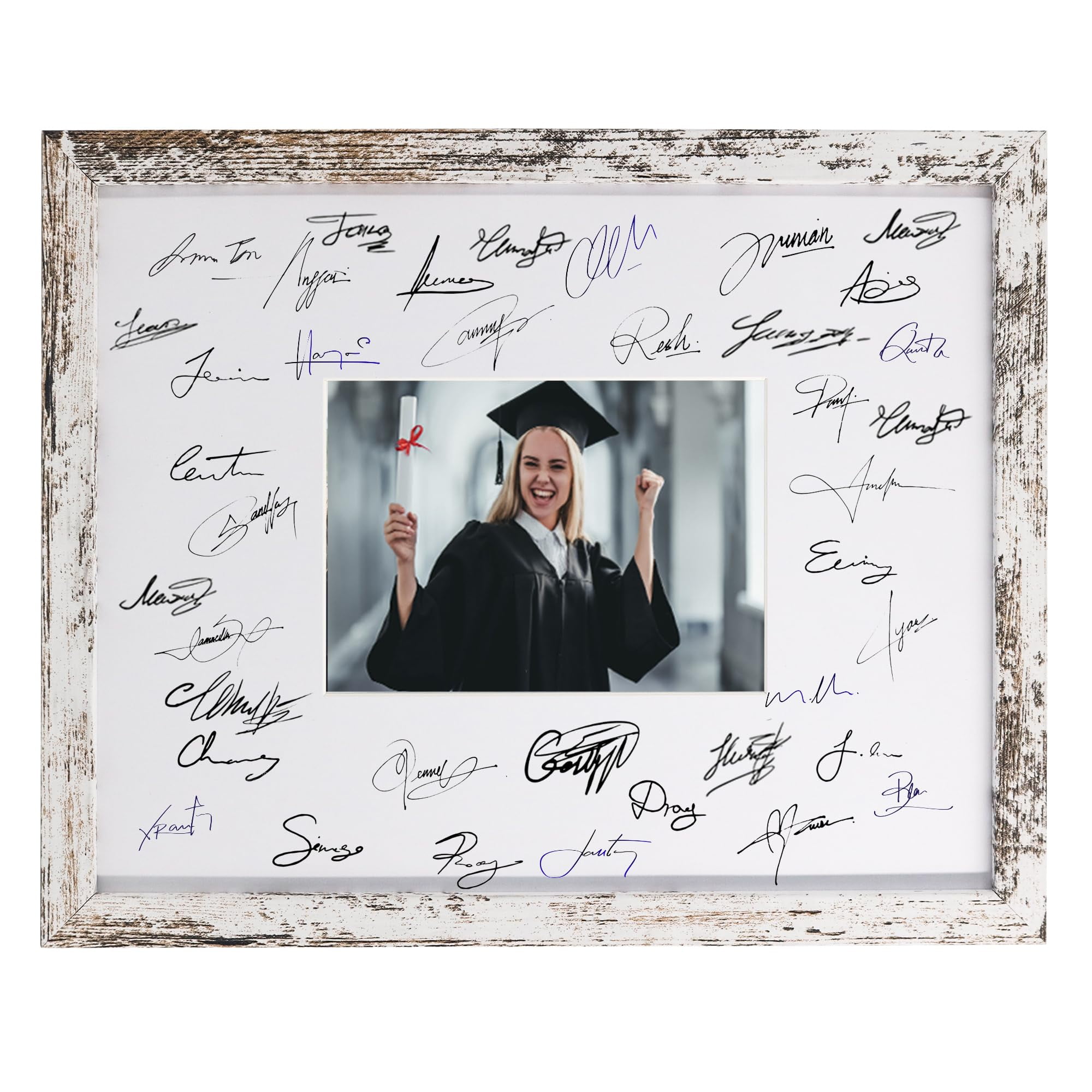 11x14 Signature Picture Frame with White Mat for 5x7 and 11x14 Photos ...