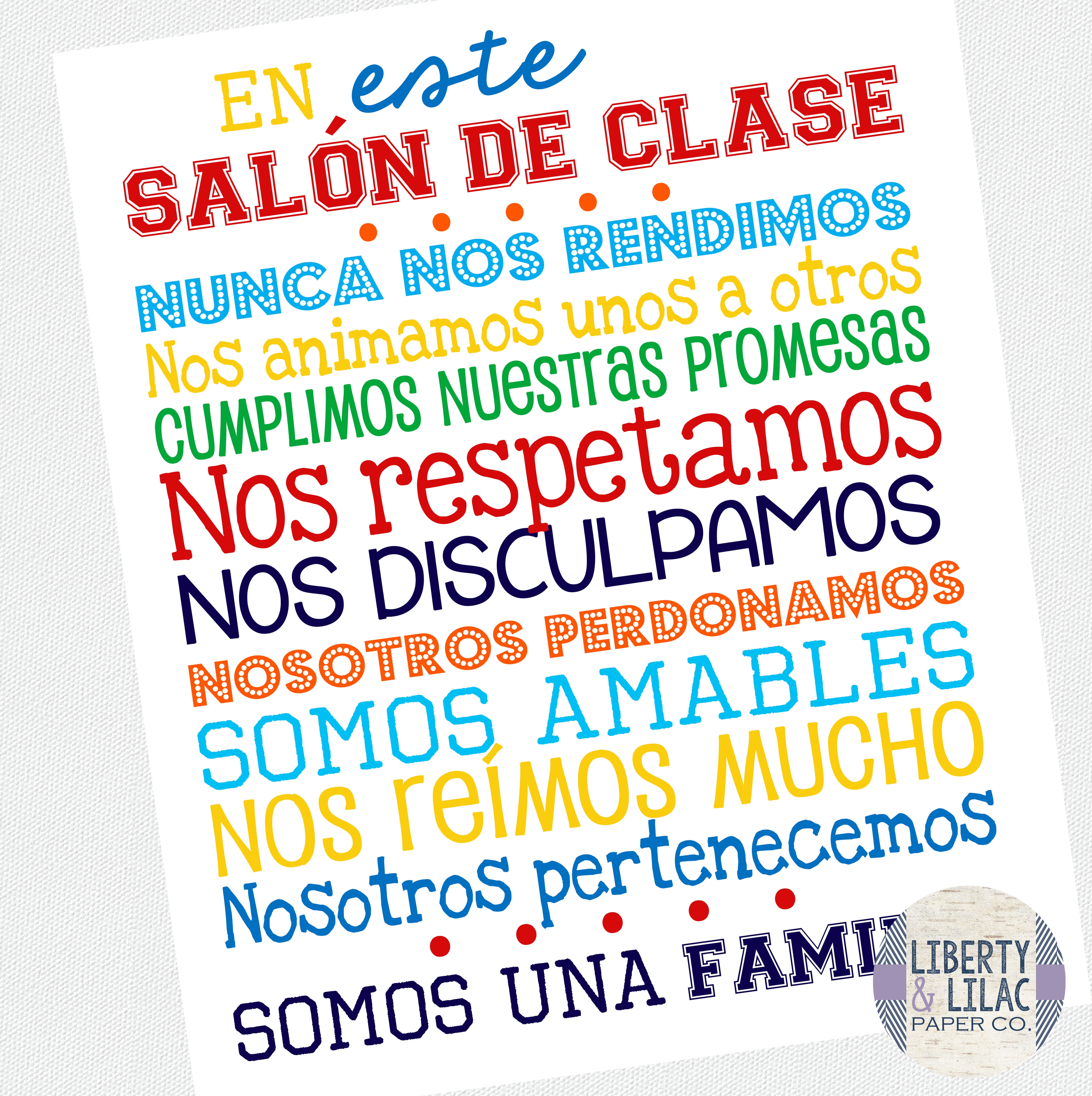 11x14" Spanish Poster In This Classroom En Este Salon de Clase Spanish ...
