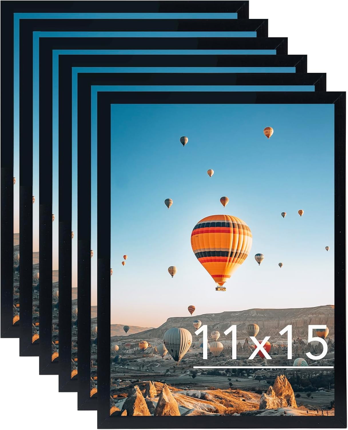 11x15 Black Picture Frame Set of 6, Horizontal and Vertical Formats for ...