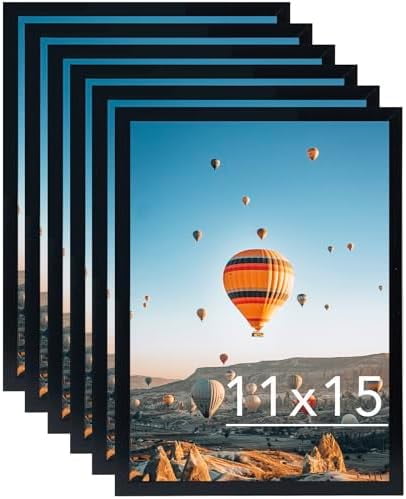 11x15 Black Picture Frame Set of 6, Horizontal and Vertical Formats for ...