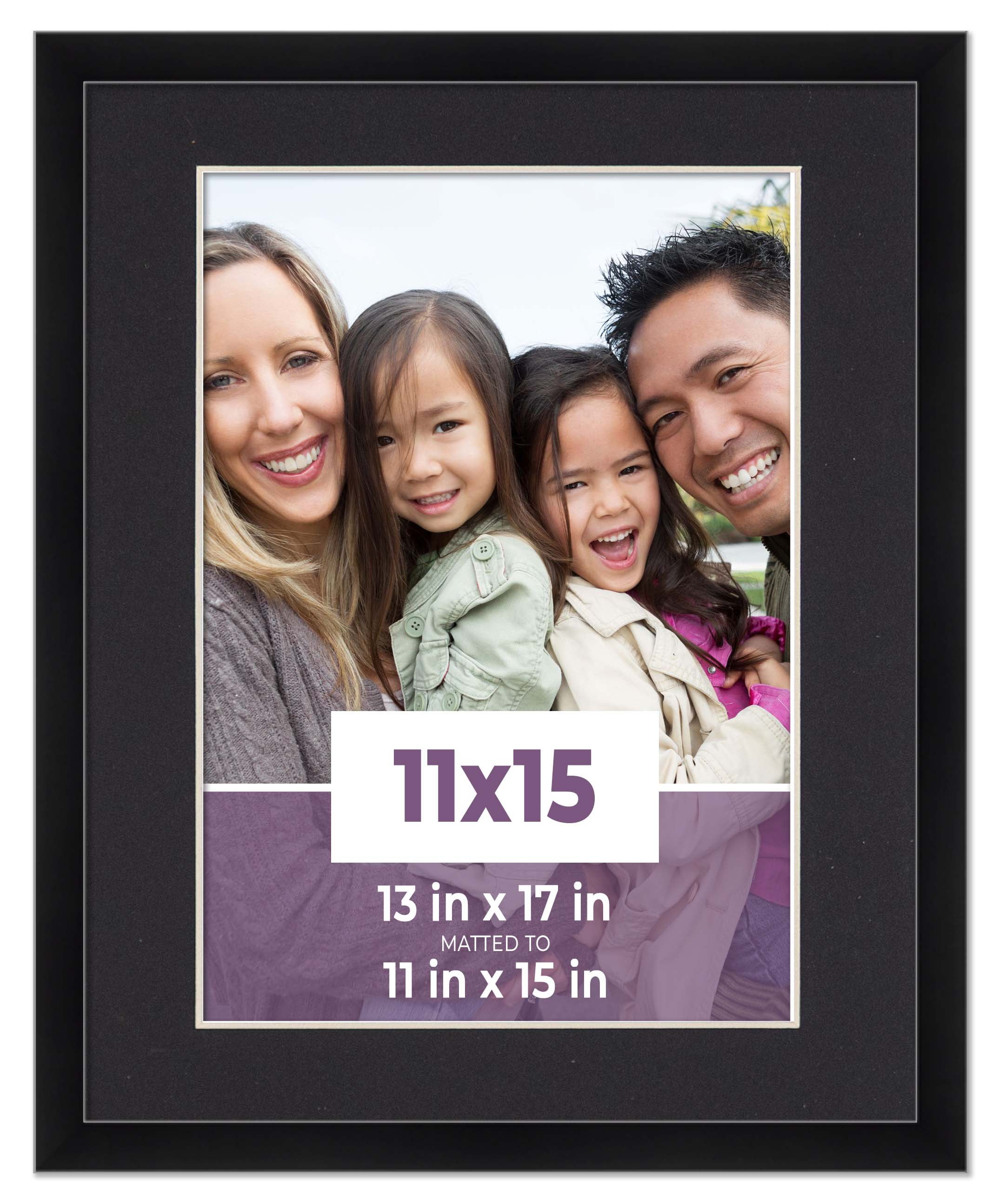 11x15 Frame Black With Black Picture Mat For 11x15 Photo - Black 13x17 ...