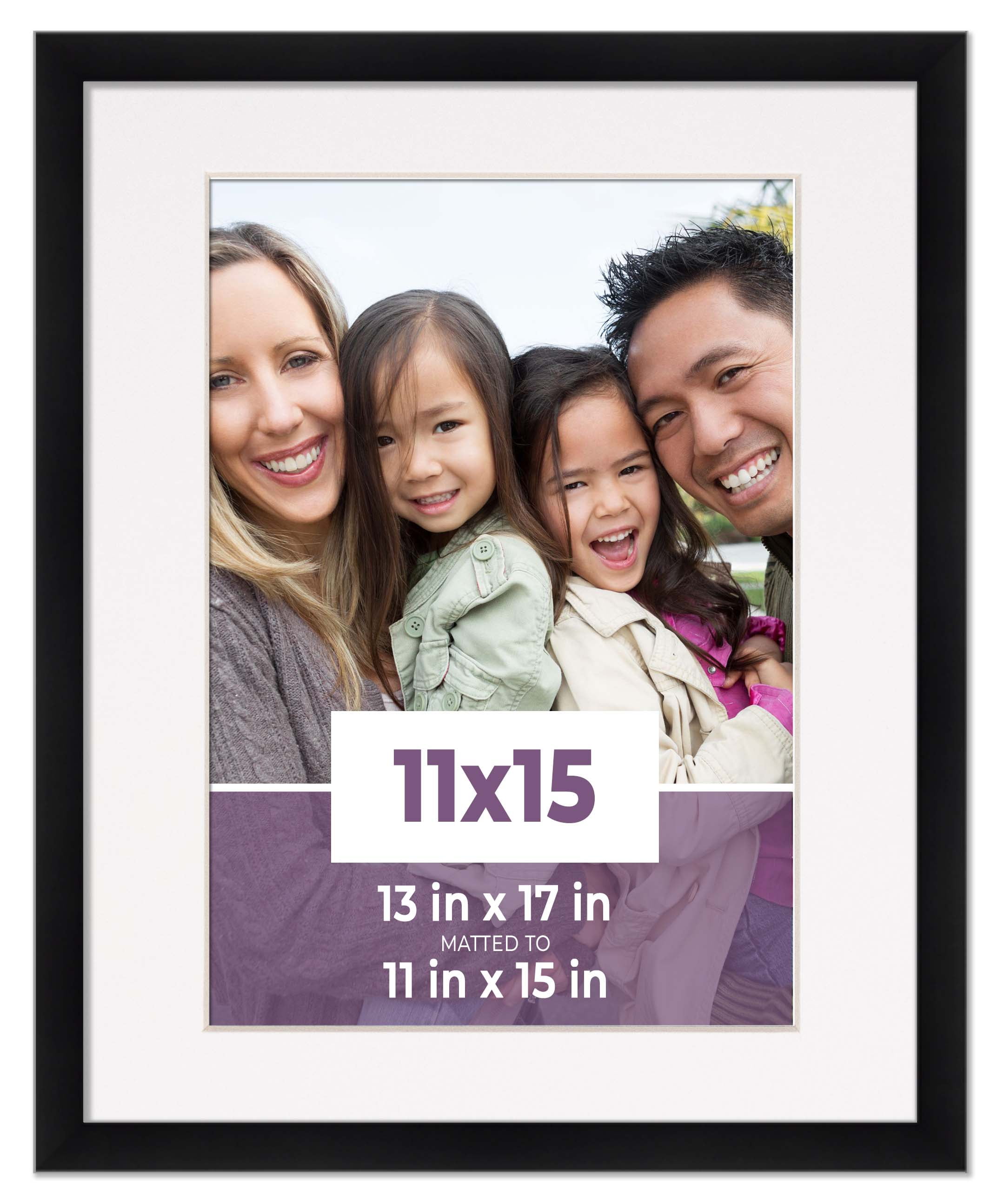 11x15 Frame Black With White Picture Mat For 11x15 Photo - Black 13x17 ...
