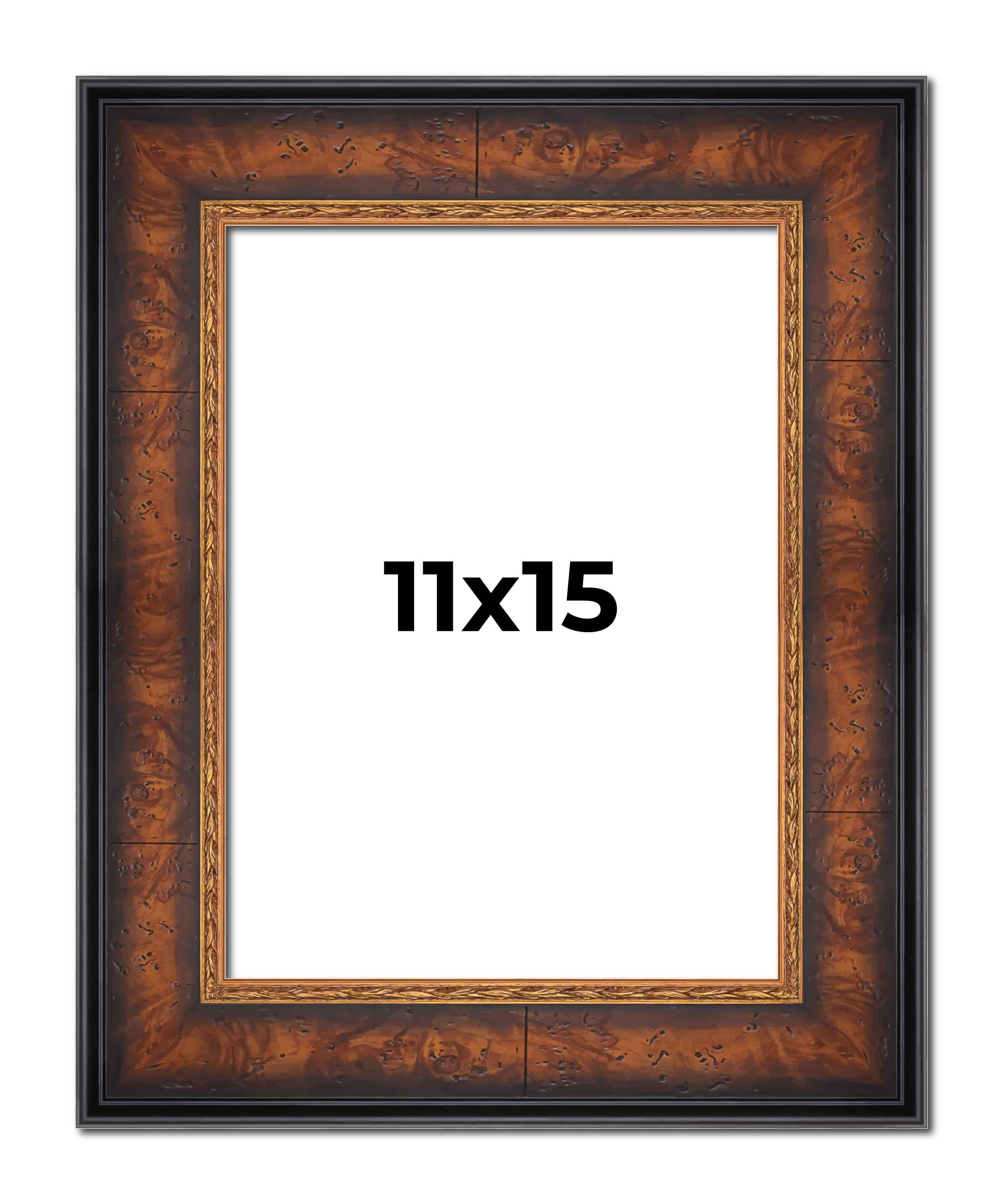 11x15 Frame Brown Walnut Gold Ornate Trim Solid Wood Plein Air Picture ...