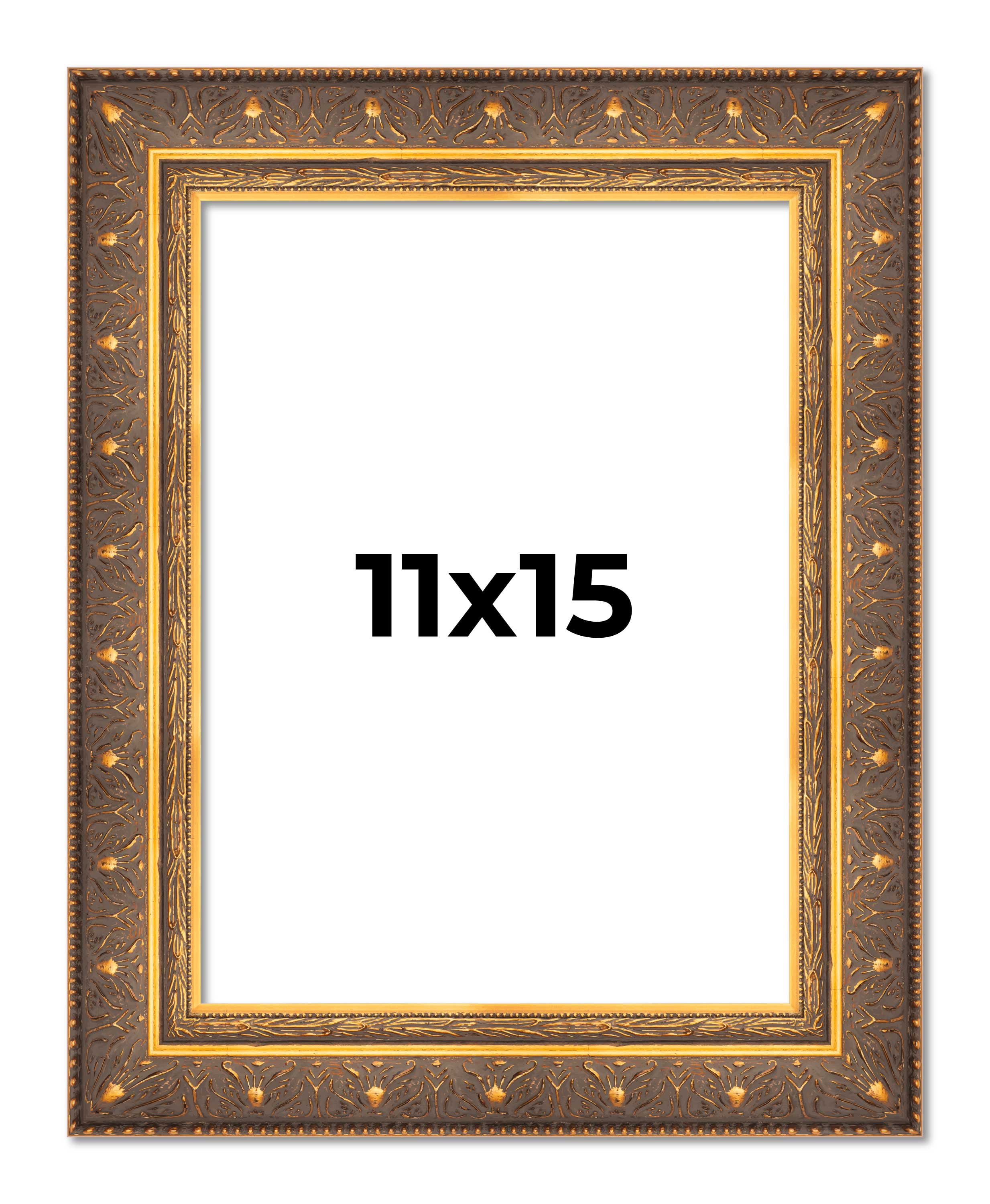 11x15 Frame Vintage Gold Solid Wood Picture Frame | 2.5 Inch Moulding ...